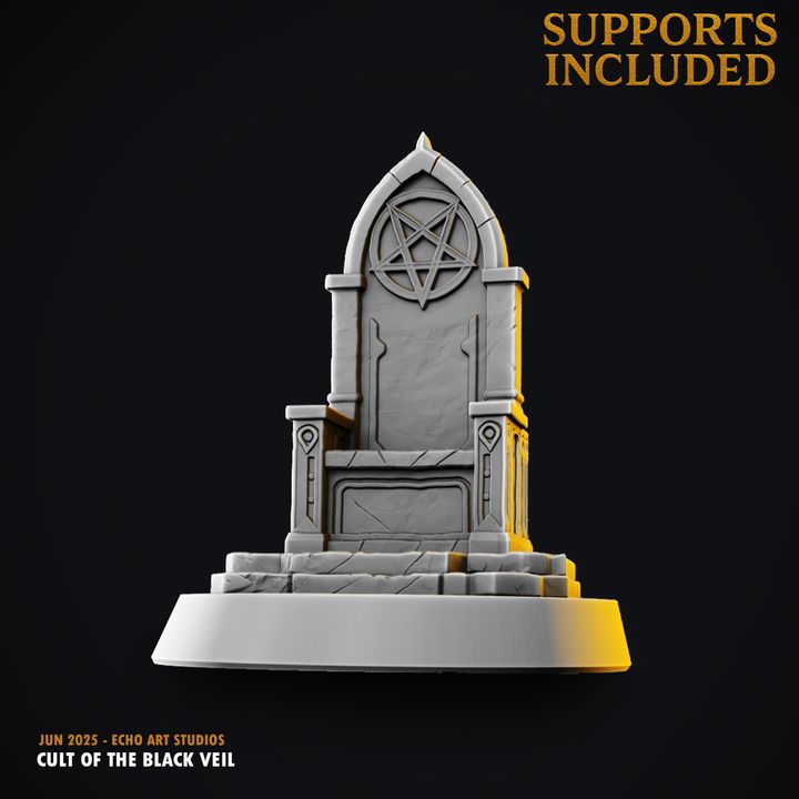 3D Printable Cultist Throne - Echo Art - Cult Of The Black Veil by Echo Art Studios